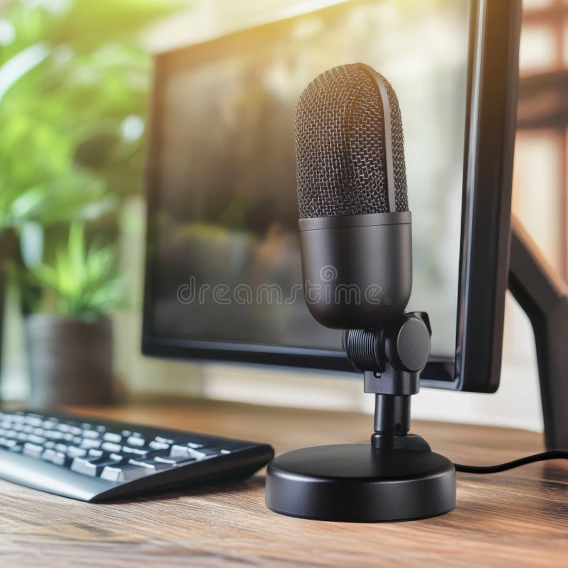 Microphone and Keyboard on the Desk in the Office. the Concept of Sound ...
