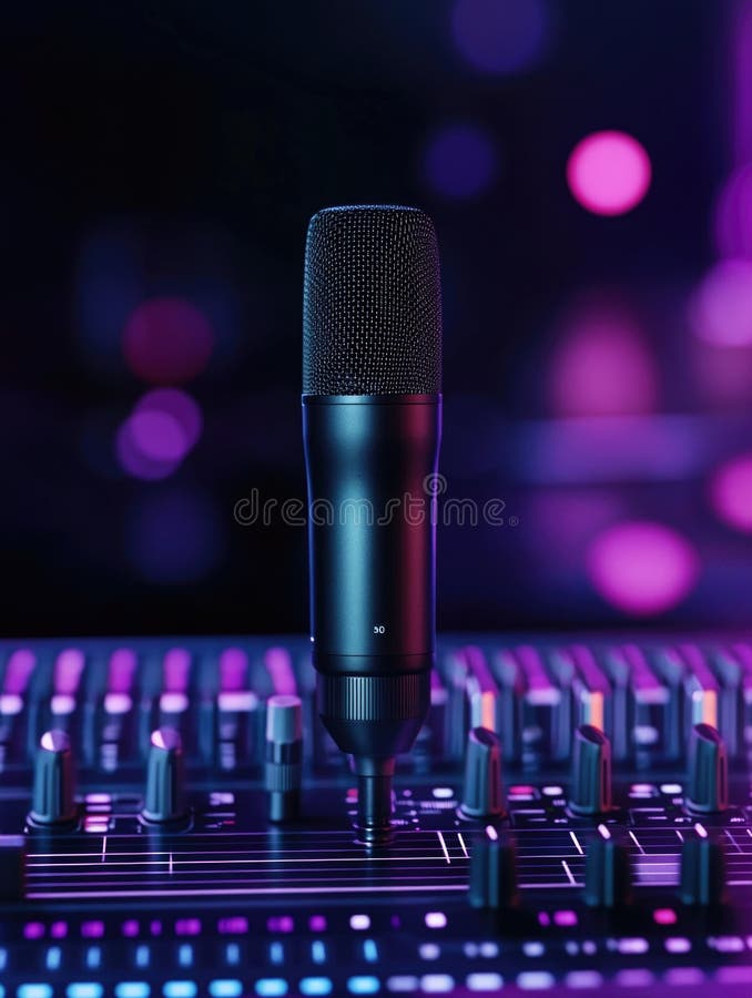 Microphone on Keyboard stock image. Image of keyboard - 379706121