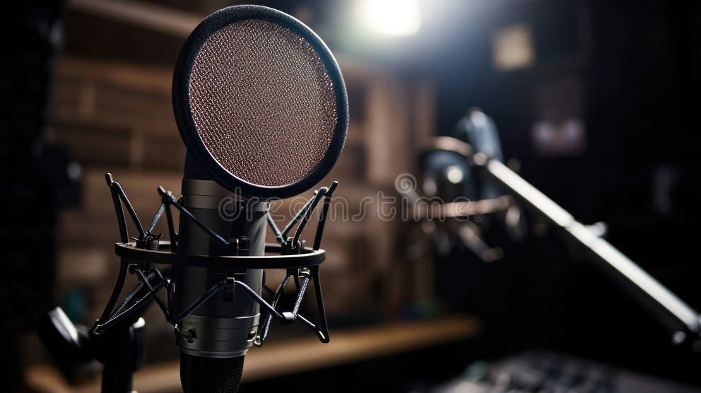 Microphone and Keyboard Setup in a Recording Studio Stock Photo - Image ...