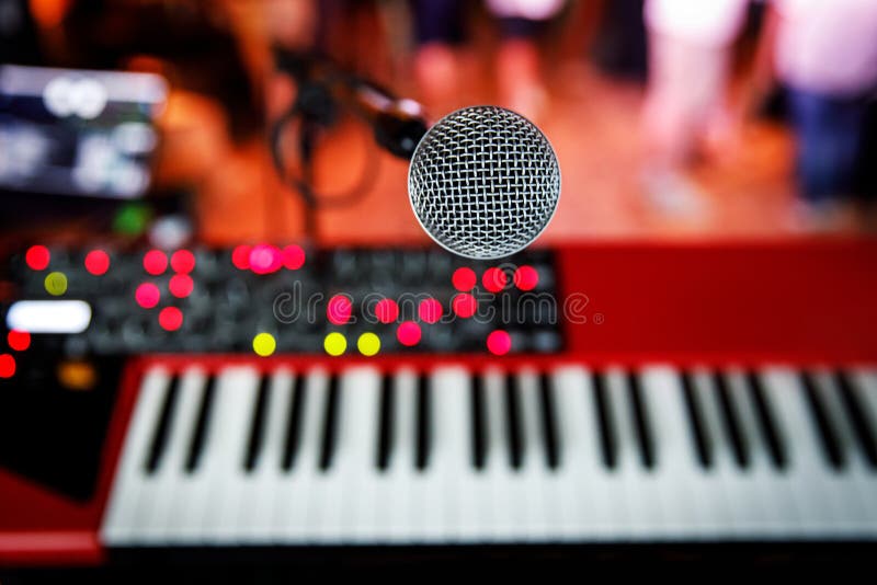 Microphone and Keys during the Concert. View from the Stage. Stock ...