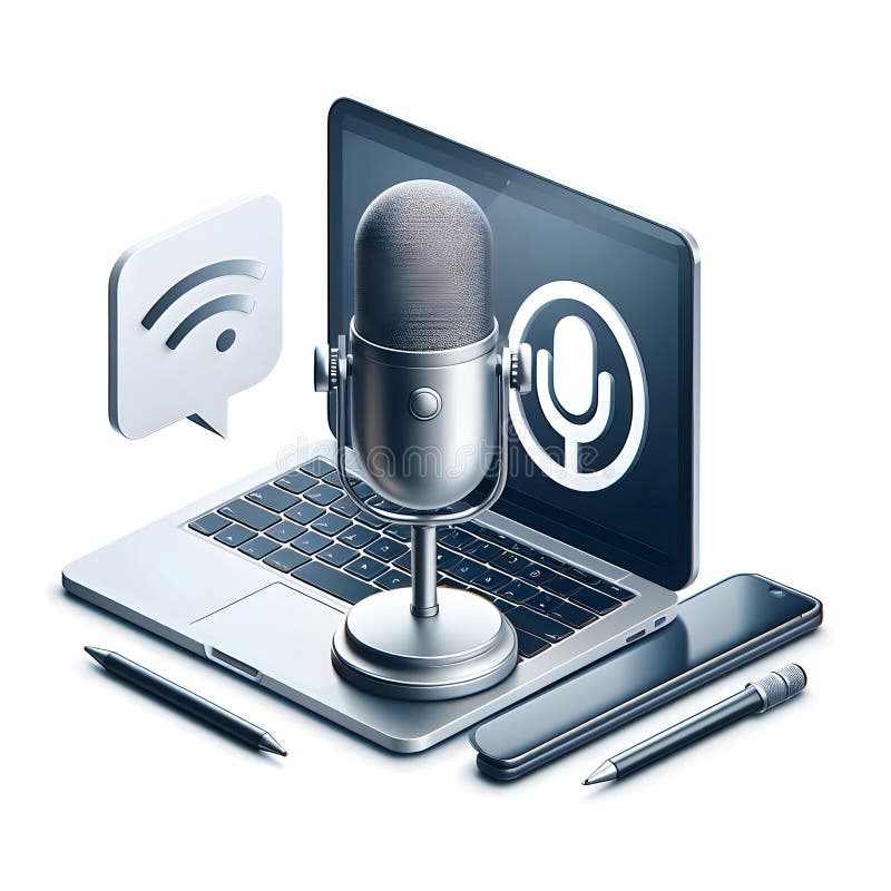 Microphone and Laptop Isolated Vector Concept As a Sleek Isolated Image ...