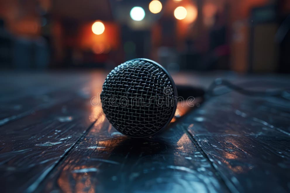 Microphone Laying on the Floor of a Stage. Generative AI Stock Image ...