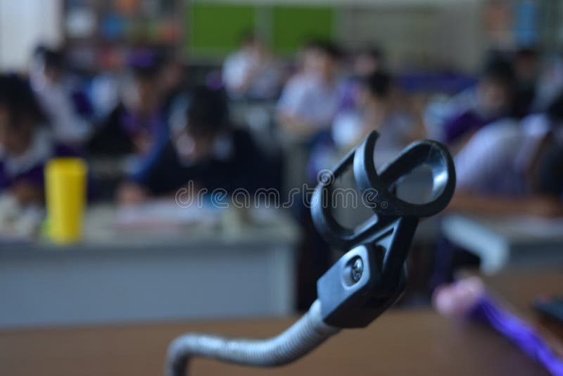 Microphone in Learning Classroom Stock Image - Image of classroom ...