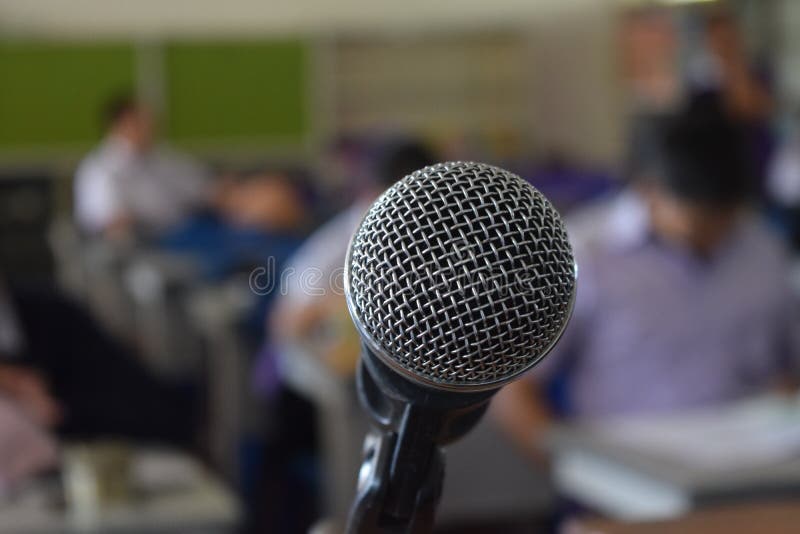Microphone in Learning Classroom Stock Image - Image of large, growers ...