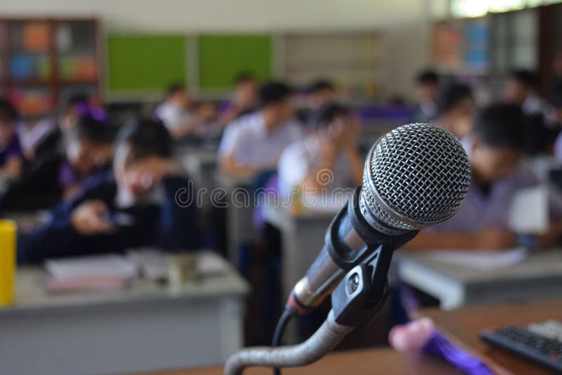 Microphone in Learning Classroom Stock Photo - Image of fresh, flesh ...