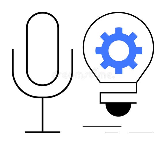 Microphone and Light Bulb with Gear Representing Innovation in Voice ...