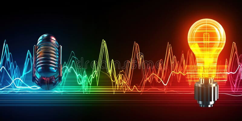 Microphone and a Light Bulb are Shown Side by Side Stock Illustration ...