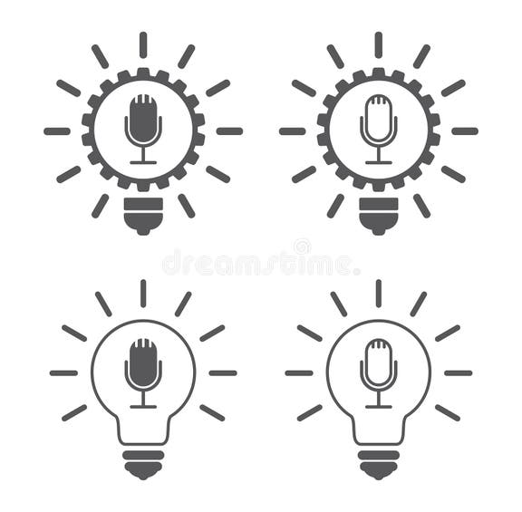 Microphone in lightbulb stock vector. Illustration of logo - 330522465