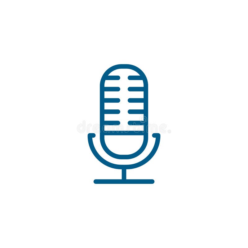 Microphone Line Blue Icon on White Background. Blue Flat Style Vector ...