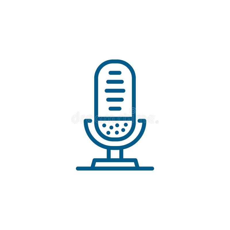 Microphone Line Blue Icon on White Background. Blue Flat Style Vector ...