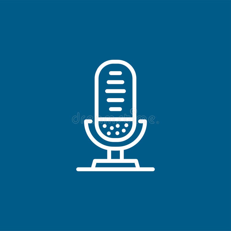 Microphone Line Icon on Blue Background. Blue Flat Style Vector ...