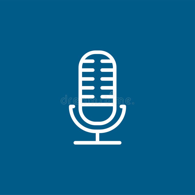 Microphone Line Icon on Blue Background. Blue Flat Style Vector ...