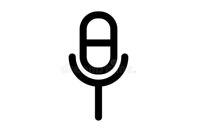 Microphone Line Icon Flat UI Symbol Black Minimalistic Sign App Art ...