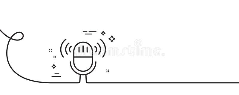 Microphone Line Icon. Music Mic Sign. Continuous Line with Curl. Vector ...