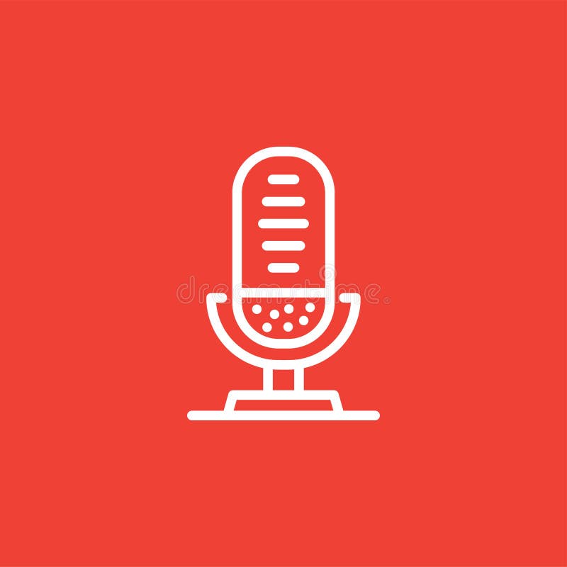 Microphone Red Icon on White Background. Red Flat Style Vector ...