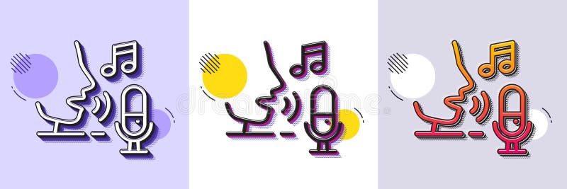 Microphone Line Icon. Studio Mic Sign. Halftone Dotted Pattern. Vector ...