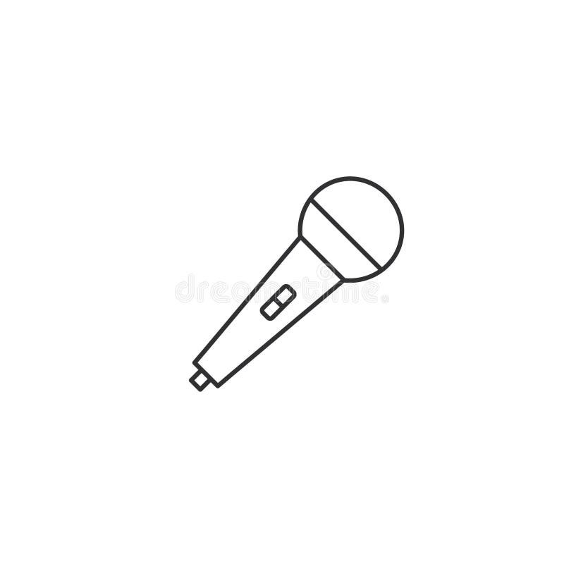 Microphone Line Icon. Vector Isolated Simple Flat Design Outline Illustration Stock Illustration ...