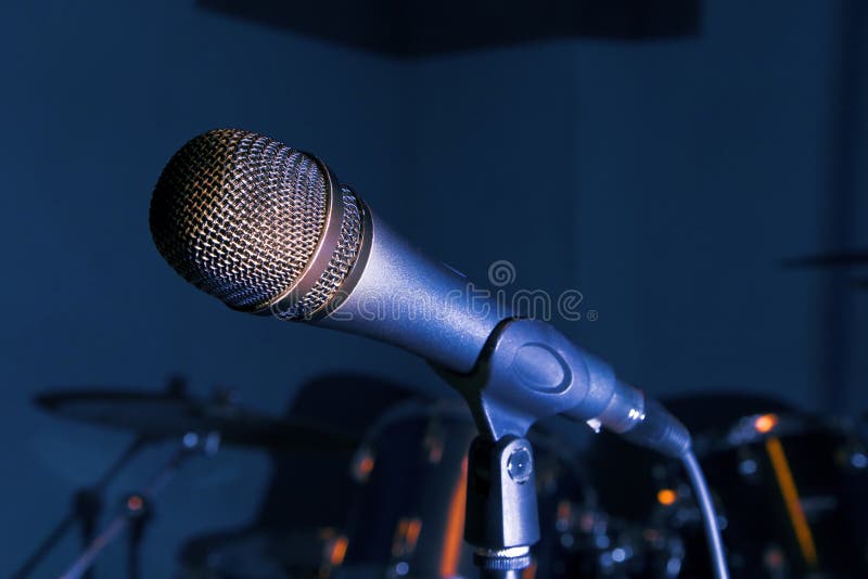 Microphone in a disco stock photo. Image of club, lights - 14447792