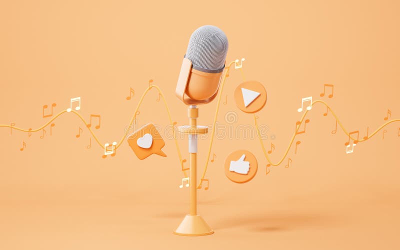 Microphone and Live Streaming, 3d Rendering Stock Illustration ...