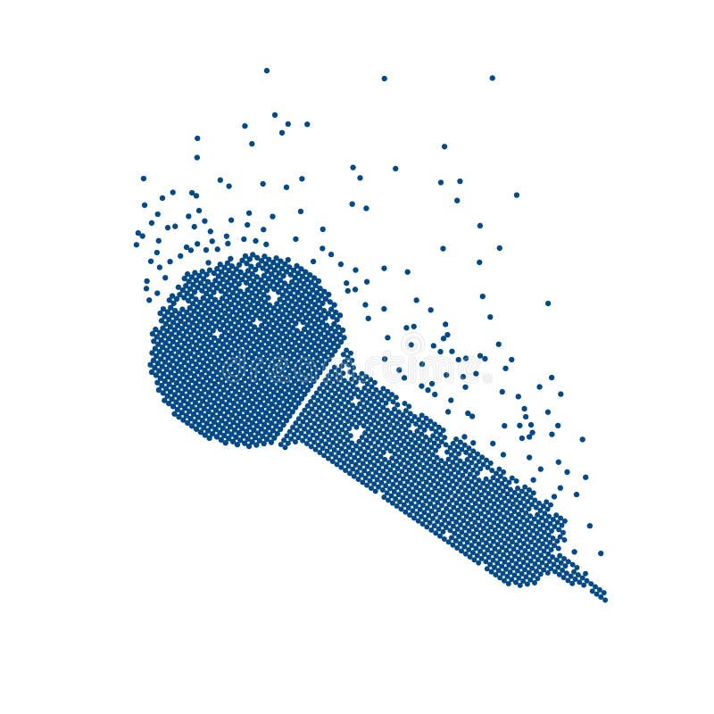 Microphone Logo with Particles on White Background. Isolated Pixel Mike ...