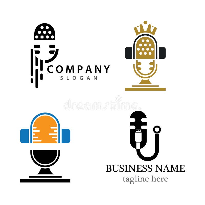 Microphone logo icon set stock vector. Illustration of symbol - 221402589