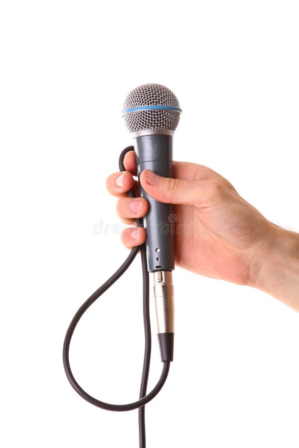 Hand holding microphone stock image. Image of event, radio - 24144793