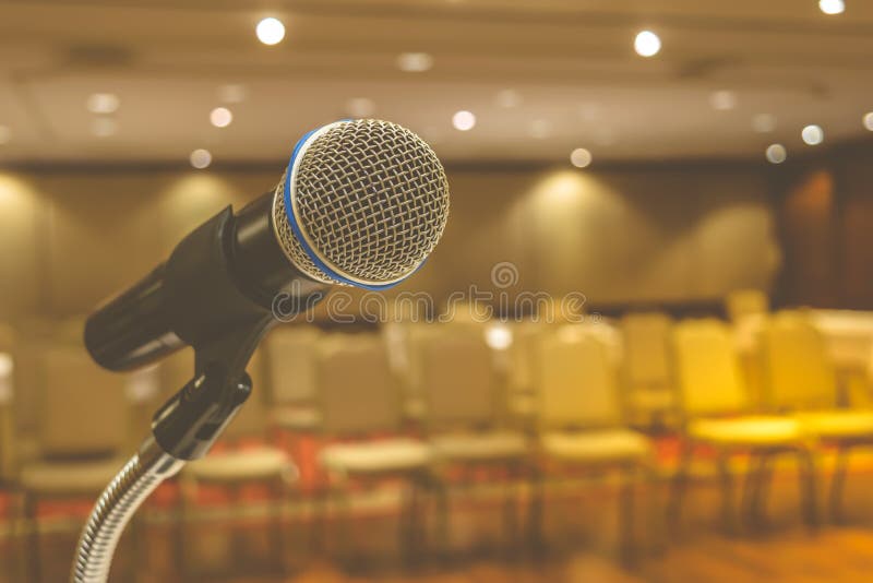 Microphone in Seminar Event , Process in Vintage Style Stock Image ...