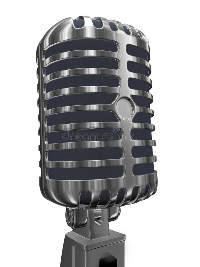 Microphone Metal Vintage Isolated on White . 3d Render Illustration ...