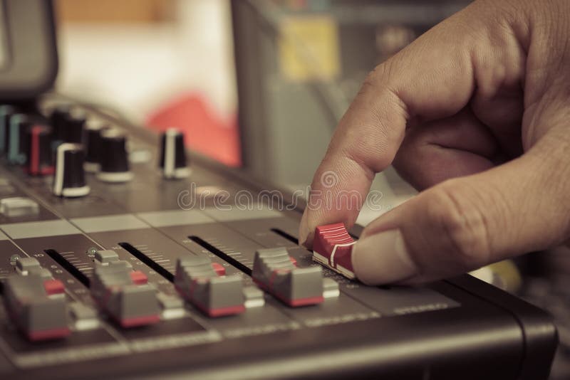 The Microphone in the Control Room Sound System Stock Image - Image of ...
