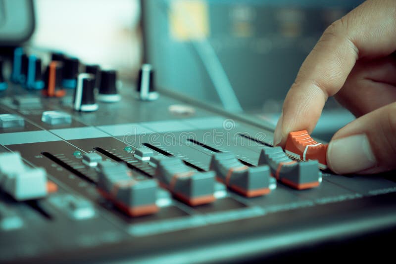 The Microphone in the Control Room Sound System Stock Image - Image of ...