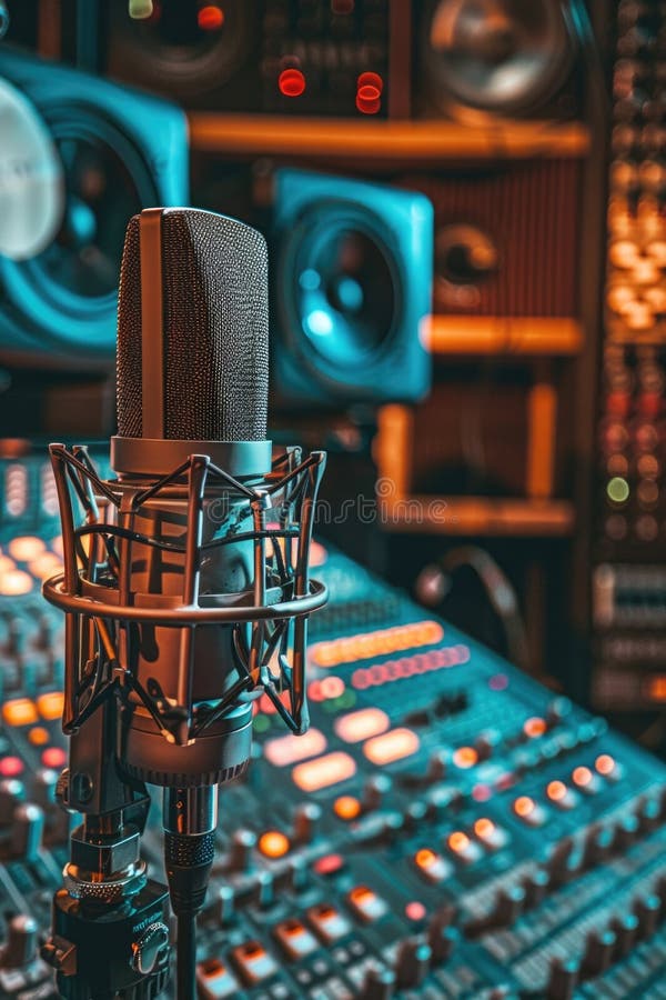 Microphone and Mixing Desk Setup for Music Production or Recording ...