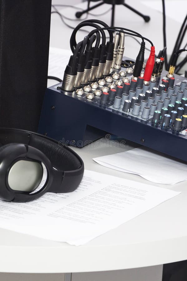 Microphone on the Mixing Desk Stock Photo - Image of mixer, broadcast ...