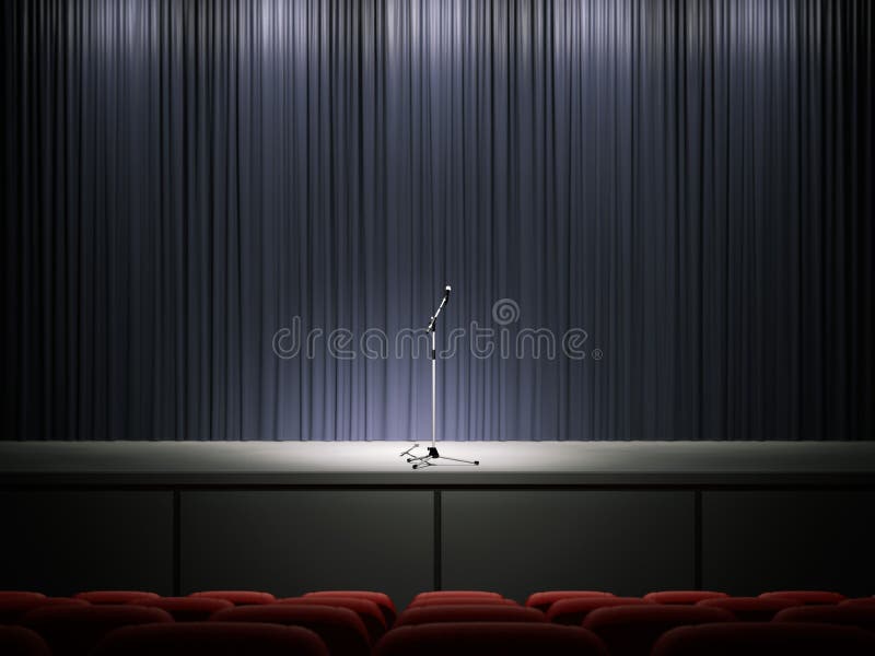 Microphone on a Modern Stage. 3d Rendering Stock Illustration ...