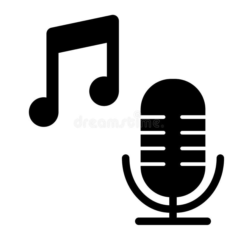 Microphone with Music Note Solid Icon. Song Vector Illustration ...