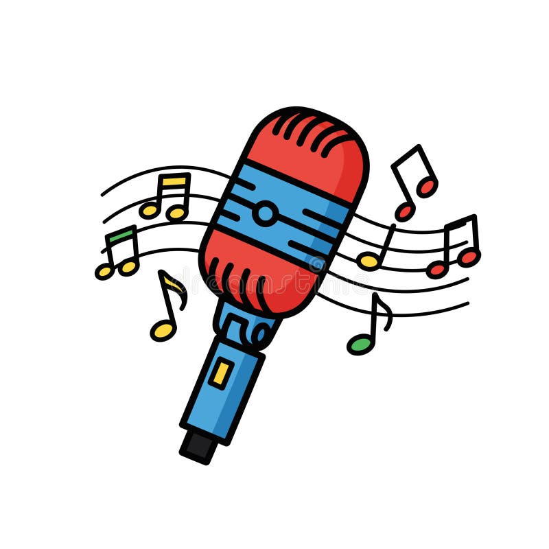 Microphone and Music Notes Clipart Stock Vector - Illustration of audio ...