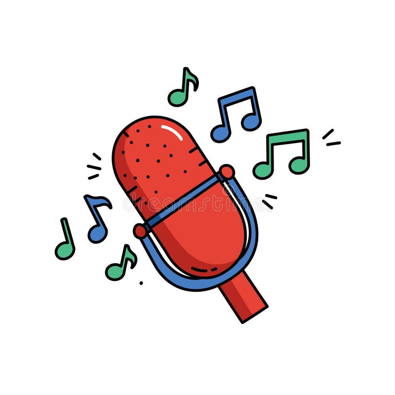 Microphone with Music Notes Clipart Stock Vector - Illustration of ...