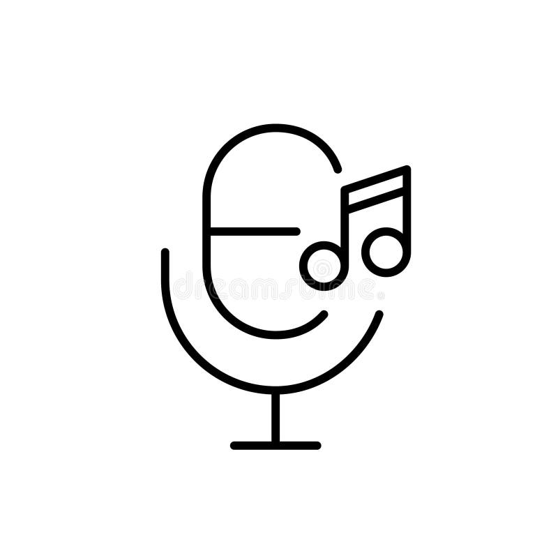 Microphone and Music Notes. Pixel Perfect, Editable Stroke Stock ...