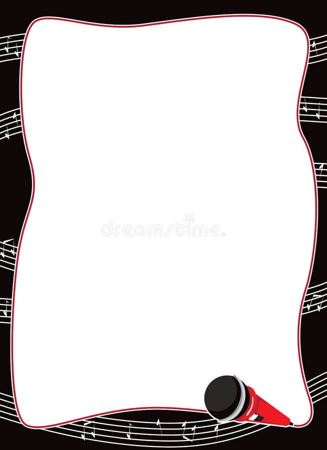 Microphone and Musical Notes Border Stock Vector - Illustration of ...