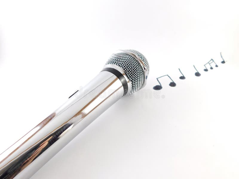 Microphone with Musical Notes. Stock Photo - Image of song, written ...