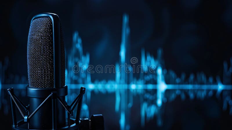 Microphone in a Neon-Lit Recording Studio Setup Stock Photo - Image of ...