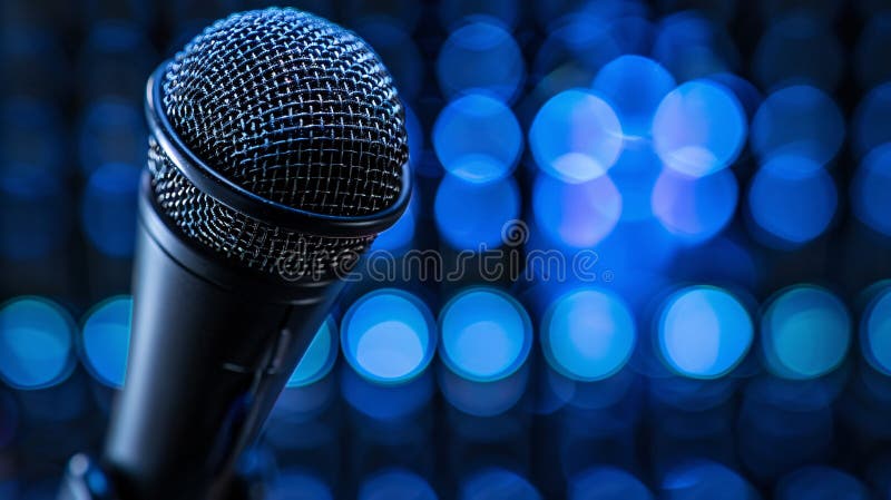 Microphone in a Neon-Lit Recording Studio Setup Stock Image - Image of ...