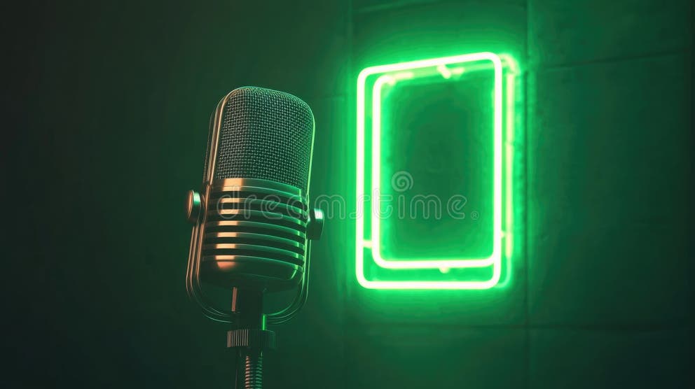 Neon Microphone Background stock image. Image of system - 388486035