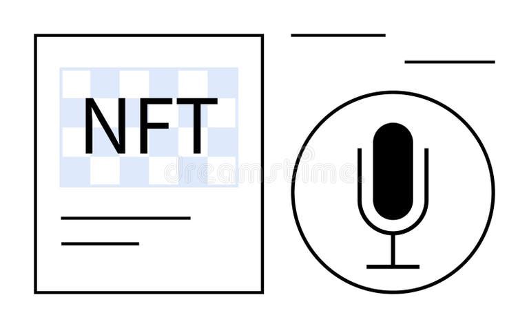 Microphone and NFT Document Highlighting Media and Digital Assets ...