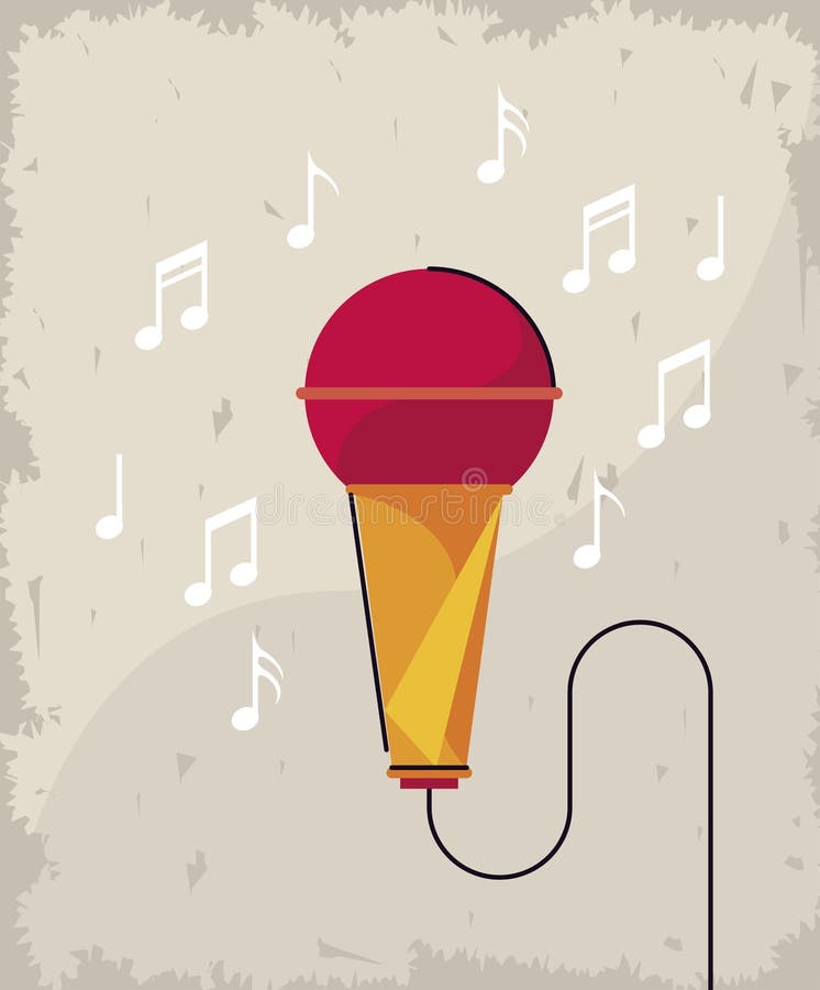 Microphone and notes stock vector. Illustration of concert - 221318367