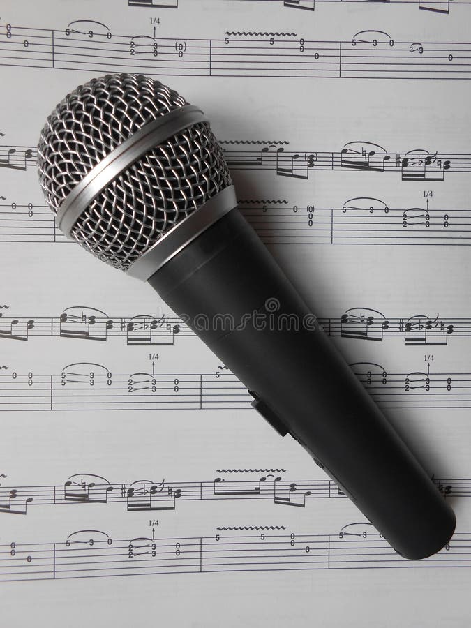 Microphone on the Music Notes Stock Photo - Image of note, compositor ...