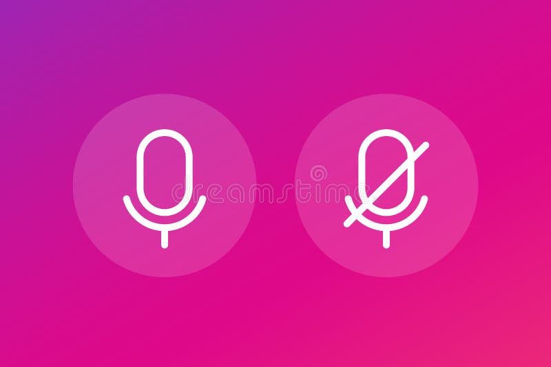 Microphone Off and on, Line Vector Icons Stock Vector - Illustration of ...