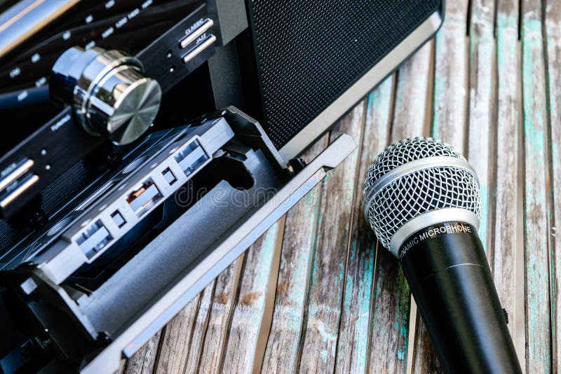 Microphone and Old Tape Recorder Stock Image - Image of design, speaker ...