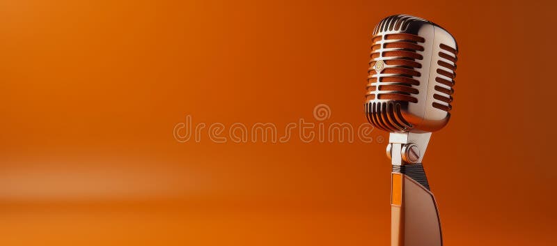 Microphone on Orange Background with Copyspace Stock Illustration ...
