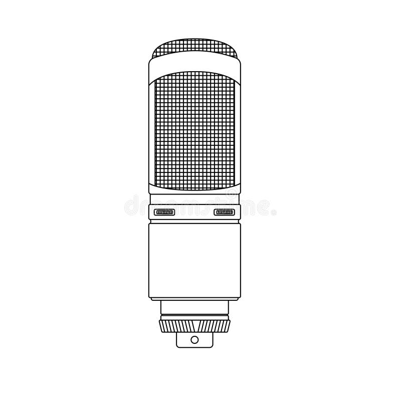 Microphone Outline Icon Illustration on Isolated White Background Stock ...