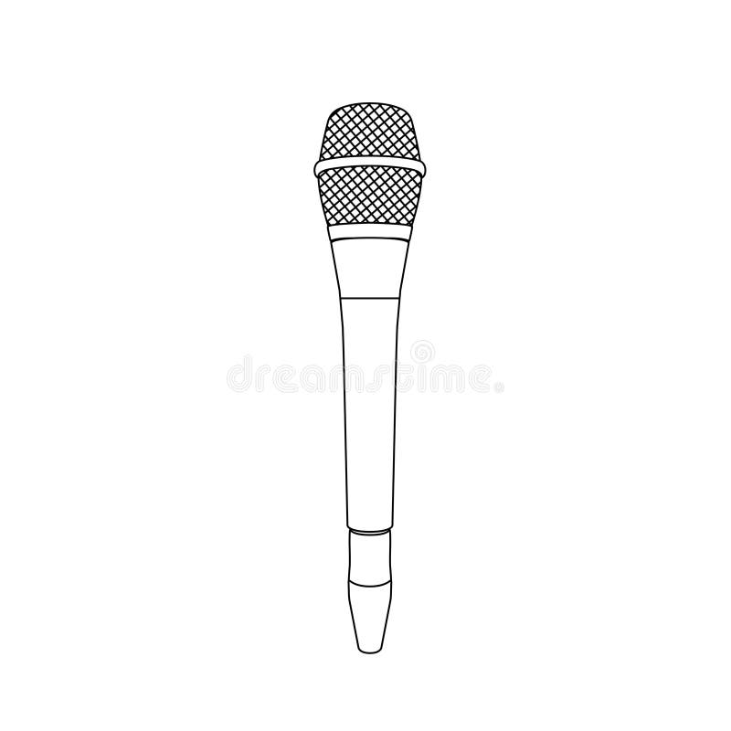 Microphone Outline Icon Illustration on Isolated White Background ...